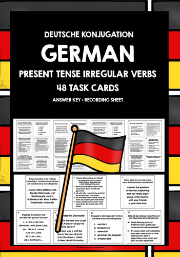GERMAN IRREGULAR VERBS PRESENT TENSE CHALLENGE CARDS | Teaching Resources