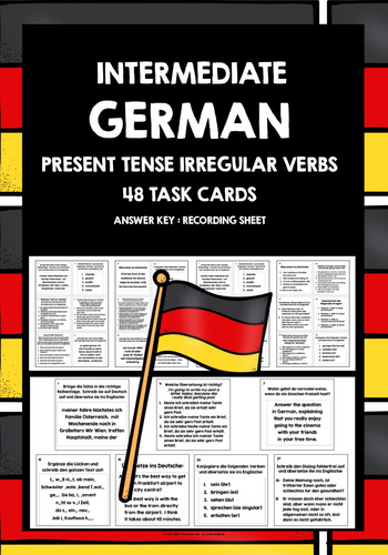 GERMAN IRREGULAR VERBS PRESENT TENSE CHALLENGE CARDS | Teaching Resources