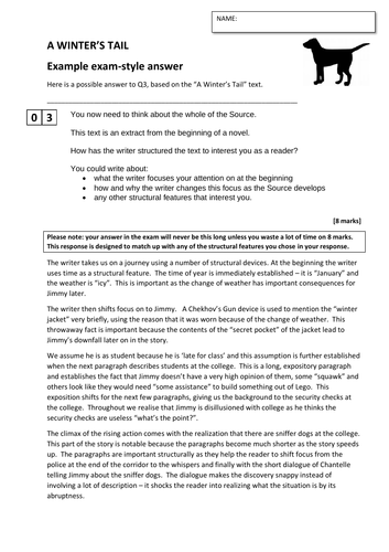 Approaching GCSE English Paper 1 Question 3 STRUCTURE: a “bottom up ...