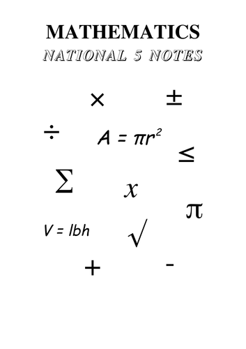National 5 Maths Notes | Teaching Resources