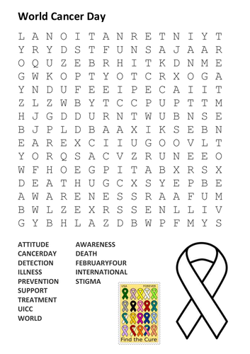 World Cancer Day Word Search | Teaching Resources