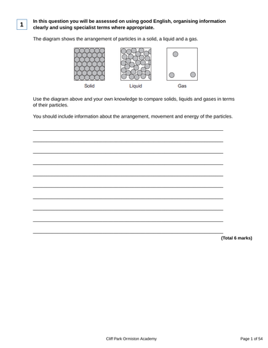 Physics AQA GCSE Paper 1 revision notes and questions | Teaching Resources
