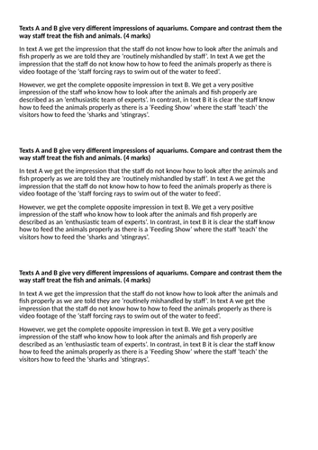 Compare question WJEC English Language exam revision | Teaching Resources