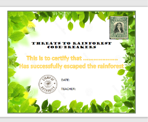 Tropical Rainforest threats escape room | Teaching Resources