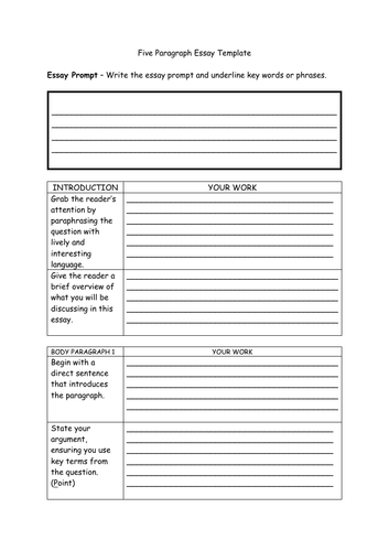 5 Paragraph Essay Template with PQE | Teaching Resources
