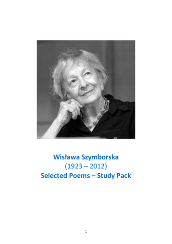 Wisława Szymborska - Selected poems (study pack) | Teaching Resources