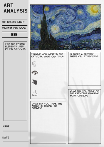 40 + Worksheets Art Analysis, Picasso, Dali, Van Gogh Da Vinci and ...