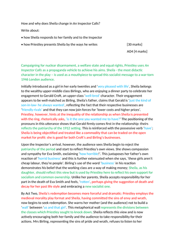 An Inspector Calls AQA GCSE Example Answer Grade 8/9 | Teaching Resources An Inspector Calls AQA GCSE Example Answer Grade 8/9 | Teaching Resources