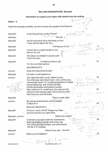 CIE English Literature - Four Macbeth passages annotated | Teaching ...