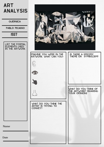 40 + Worksheets Art Analysis, Picasso, Dali, Van Gogh Da Vinci and ...