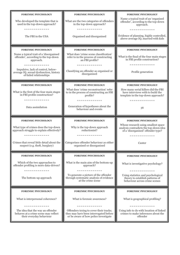 Forensic Psychology question pack (152 cards) [AQA A Level Psychology ...