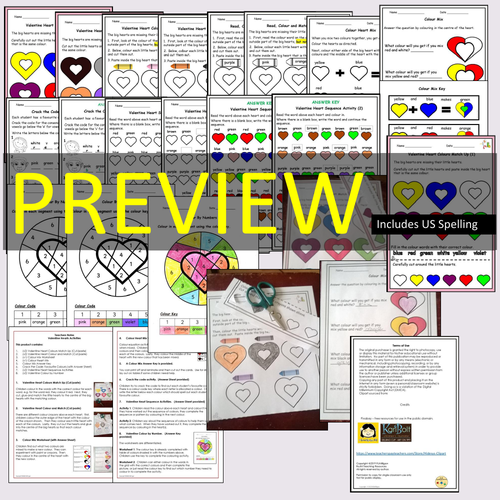 St Valentines Day Hearts Worksheets Activities Cut and Paste | Teaching ...