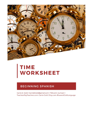 Telling Time Worksheet: Spanish | Teaching Resources