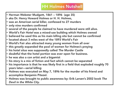 H. H. Holmes Serial Killer Murder Castle World's Fair Chicago 1893 ...