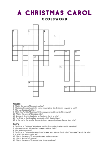 A Christmas Carol: Crossword | Teaching Resources