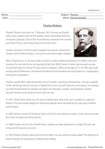 KS2 Reading Comprehension - Charles Dickens | Teaching Resources