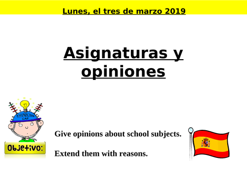 Opinions of school subjects - Speaking practice - Spanish - KS3 ...