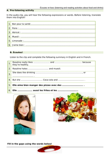 La nourriture - Listening and reading Practice - French KS3 | Teaching ...