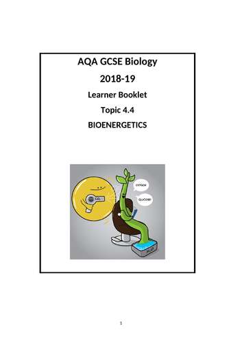 Aqa Gcse Biology Bioenergetics Booklet Teaching Resources