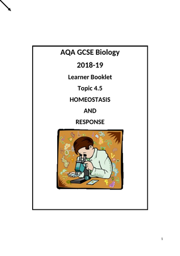 AQA GCSE Biology Homeostasis & Response Booklet | Teaching Resources
