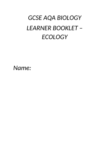 AQA GCSE Biology Ecology Booklet | Teaching Resources