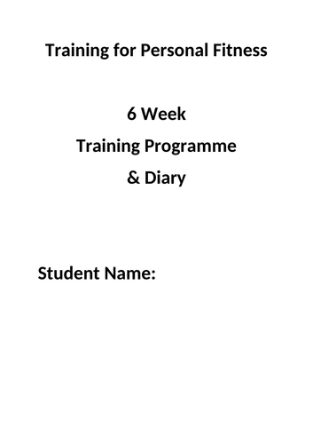 Six Week Training program template - Unit 3 | Teaching Resources