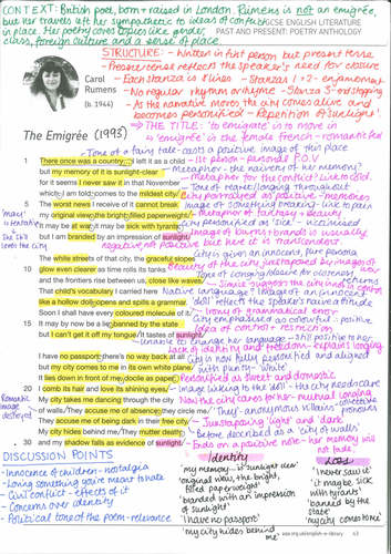 AQA Power and Conflict Poems - ANNOTATED | Teaching Resources