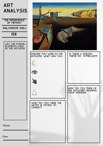 Art Artist Analysis Salvador Dali Collection Cover Worksheets + Media ...