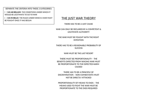 Good Conduct & Key Moral Principles: Just War A Level RS Christianity ...