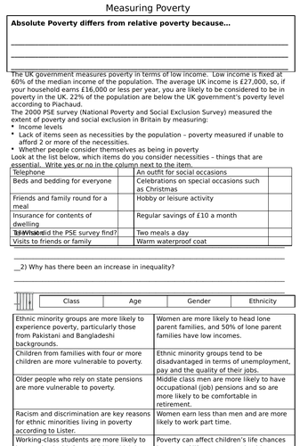 GCSE Sociology - Theories of Poverty Bundle | Teaching Resources