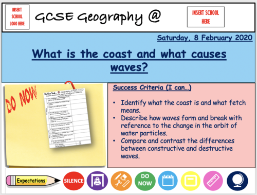 Introduction to the coast and waves AQA GCSE lesson & worksheet ...