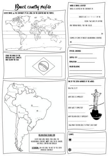 Brazil country profile lesson and differentiated worksheets | Teaching ...