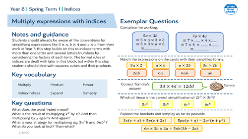 Multiplying with Indices - Year 8 Mastery | Teaching Resources