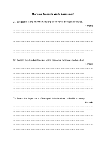 Changing economic world test | Teaching Resources
