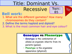 Dominant and recessive genes | Teaching Resources