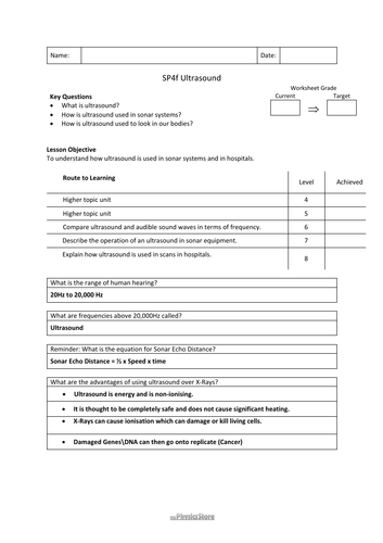 KS4 GCSE Physics EDEXCEL SP4f Ultrasound Lesson Bundle | Teaching Resources KS4 GCSE Physics EDEXCEL SP4f Ultrasound Lesson Bundle | Teaching Resources