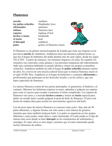 Flamenco Lectura y Cultura: Intermediate Level Spanish Reading on ...