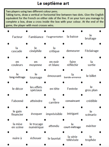 Dots and Boxes- Year 1 Theme 2: Artistic Culture- A Level French ...