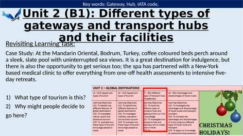 BTEC Nationals level 3 Travel and Tourism (2019 Spec) Unit 2 Section A ...