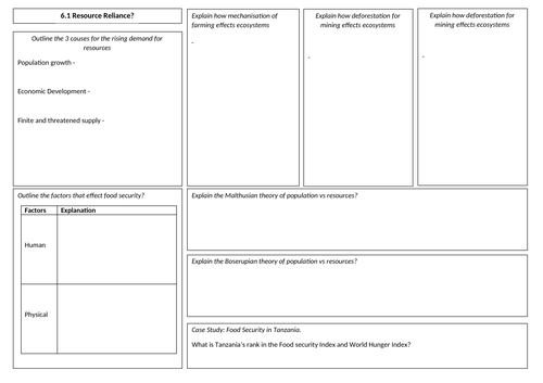 Revision templates - GCSE Geography (OCR B) | Teaching Resources