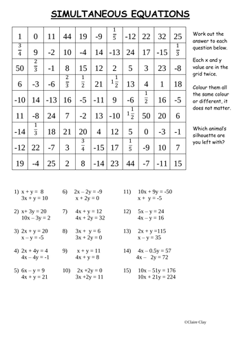 Simultaneous Equations 3 | Teaching Resources