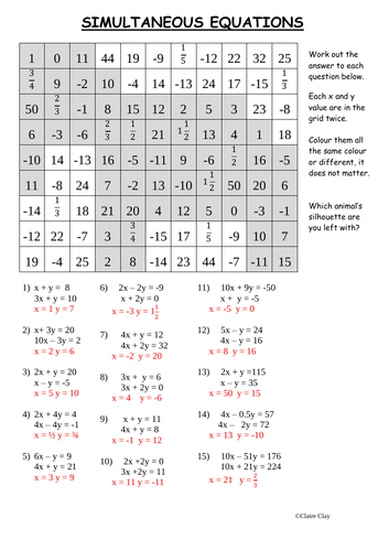Simultaneous Equations 3 | Teaching Resources