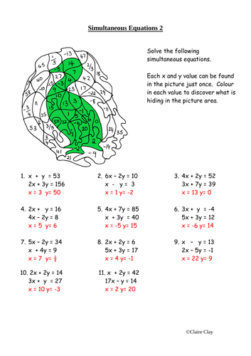Simultaneous Equations 2 | Teaching Resources