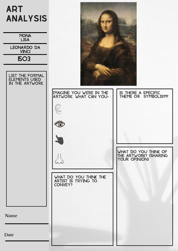 Art Artist Analysis Leonardo Da Vinci Collection Cover Worksheets ...