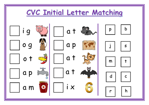 CVC Word Initial Letter Matching SEN/EYFS | Teaching Resources