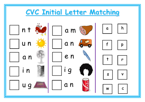 CVC Word Initial Letter Matching SEN/EYFS | Teaching Resources