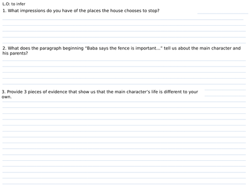 UKS2 reading questions The House With Chicken Legs | Teaching Resources