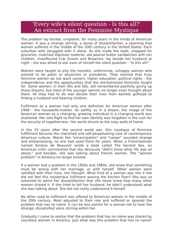 Lesson: AQA GCSE History America 1920-1973 - Feminism | Teaching Resources