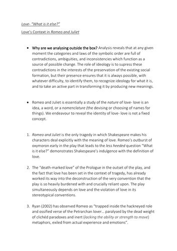 Exploring Love in Romeo and Juliet | Teaching Resources