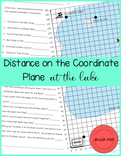 Distance on the Coordinate Plane at the Lake | Teaching Resources